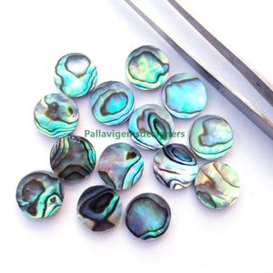 Natural Abalone Shell Coin Both Side Flat Round Discs Shape Gemstone 6 ...