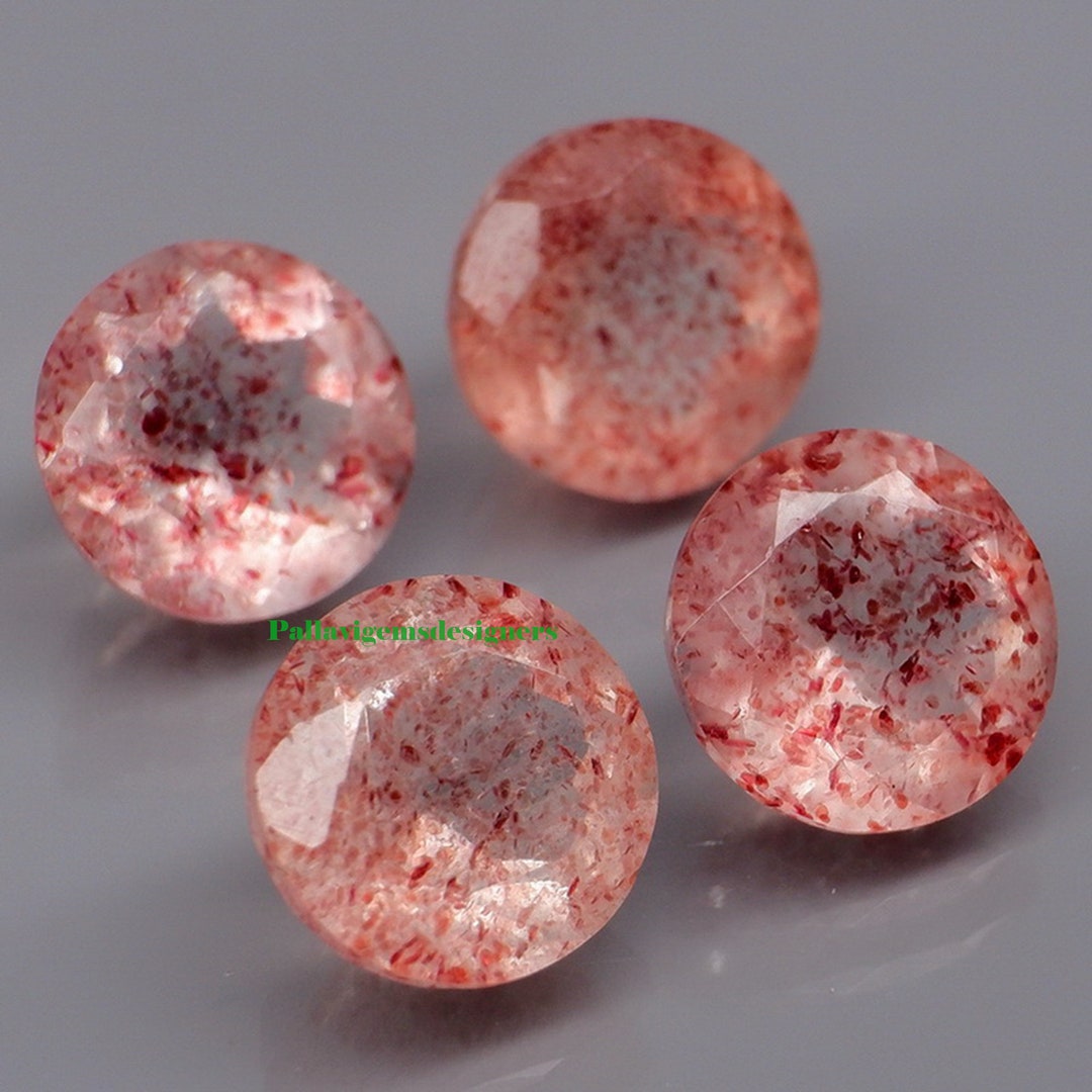 Natural Strawberry Quartz Faceted Round Loose Calibrated Jewelry ...