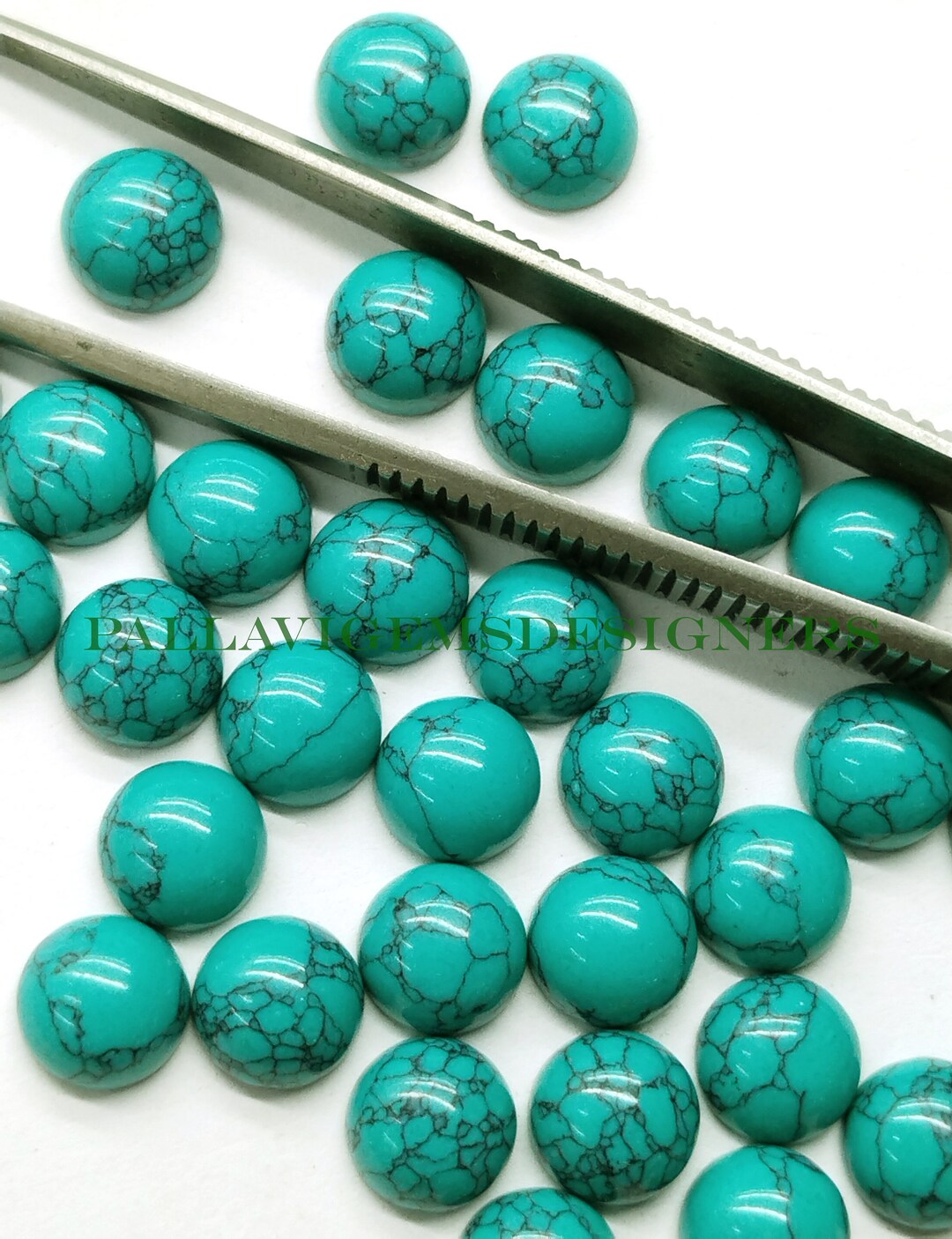 Synthetic Green Turquoise Round Loose Calibrated Flat Back Cabochons 3 ...