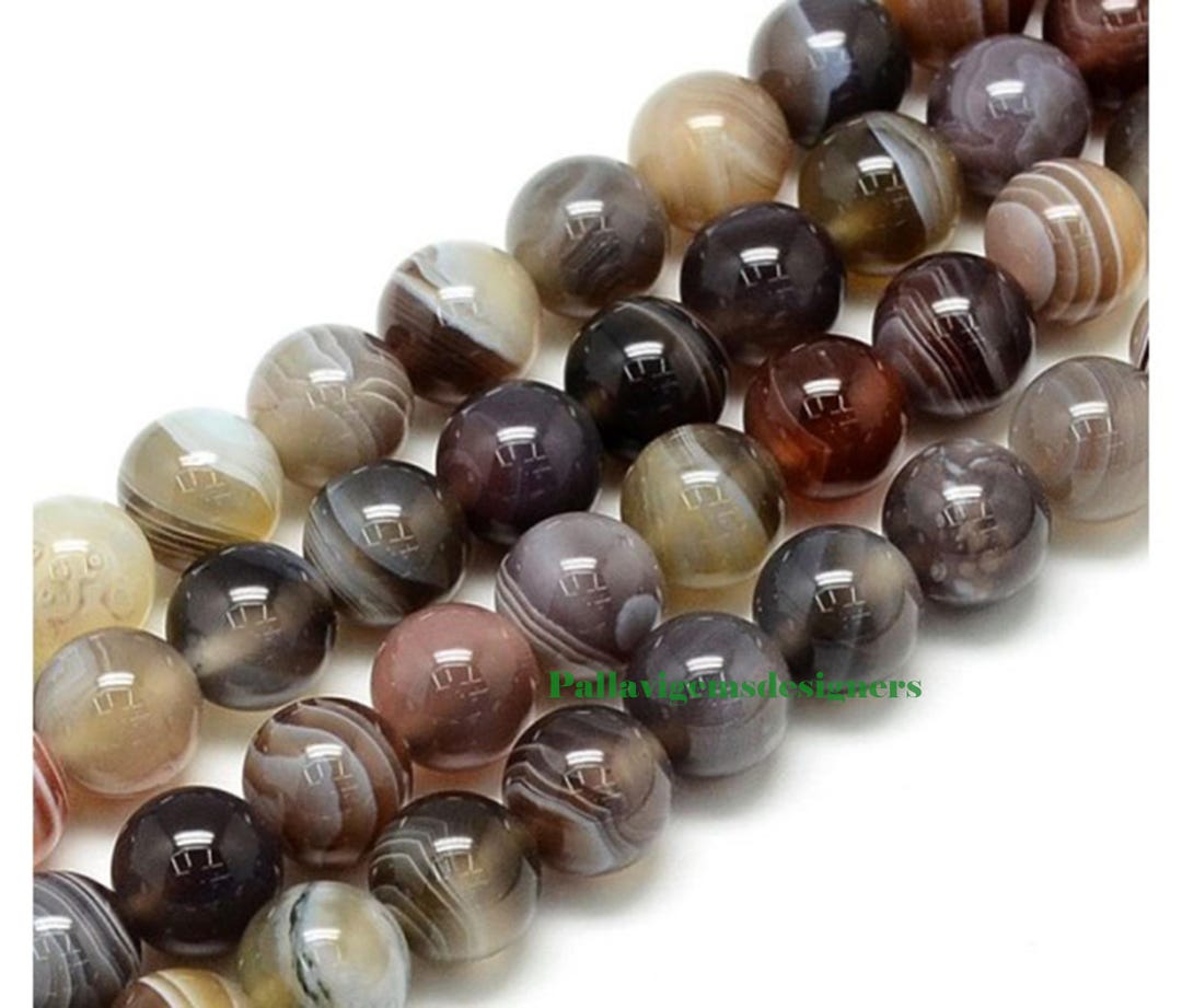 Natural Botswana Banded Grey Agate All Color Round Beads Jewelry Making ...