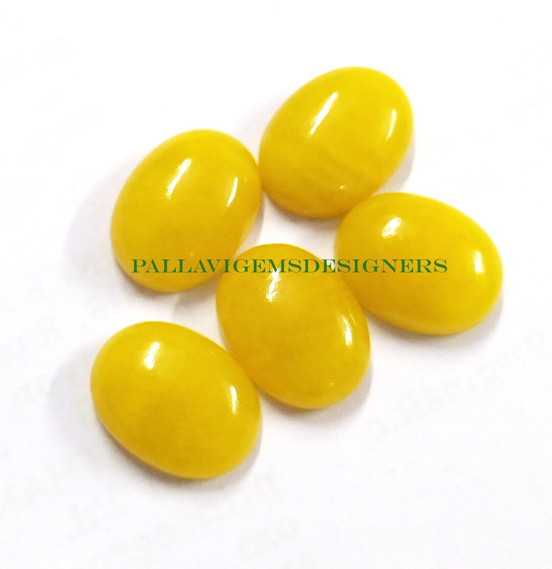 Genuine Yellow Jade Oval Calibrated Loose Cabochons 3x5,4x6,5x7,6x8,7x9 ...
