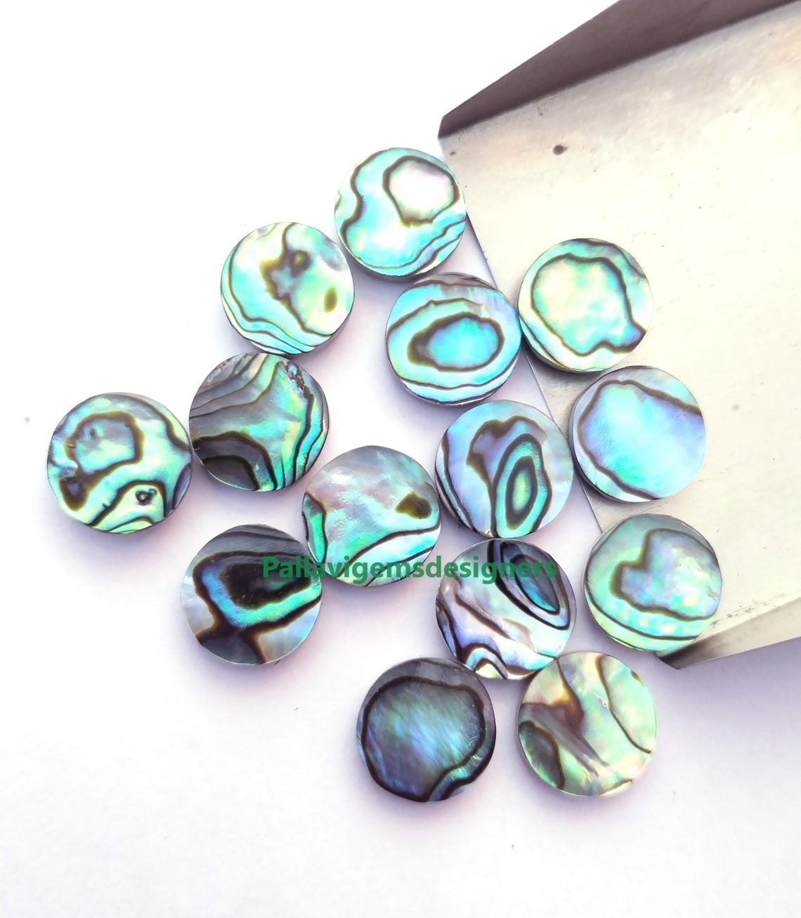 Natural Abalone Shell Coin Both Side Flat Round Discs Shape Gemstone 6 ...