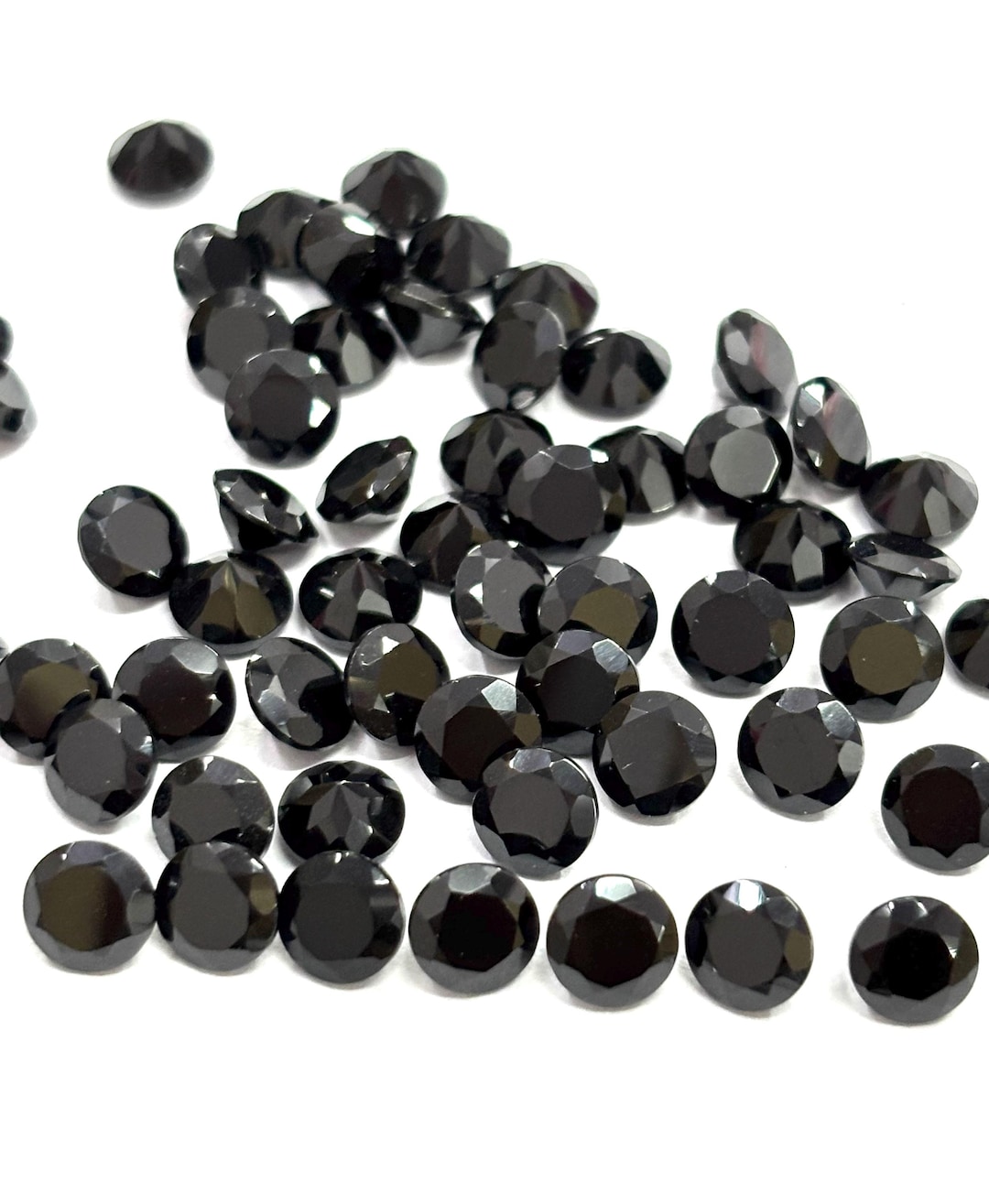 Natural Black Spinel Round Faceted Calibrated Loose Jewelry Gemstone 3 ...