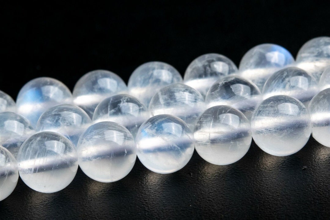 Buy Grade AAA Natural Blue Fired Rainbow Moonstone Round Jewelry Making Beads Genuine Gemstone ...