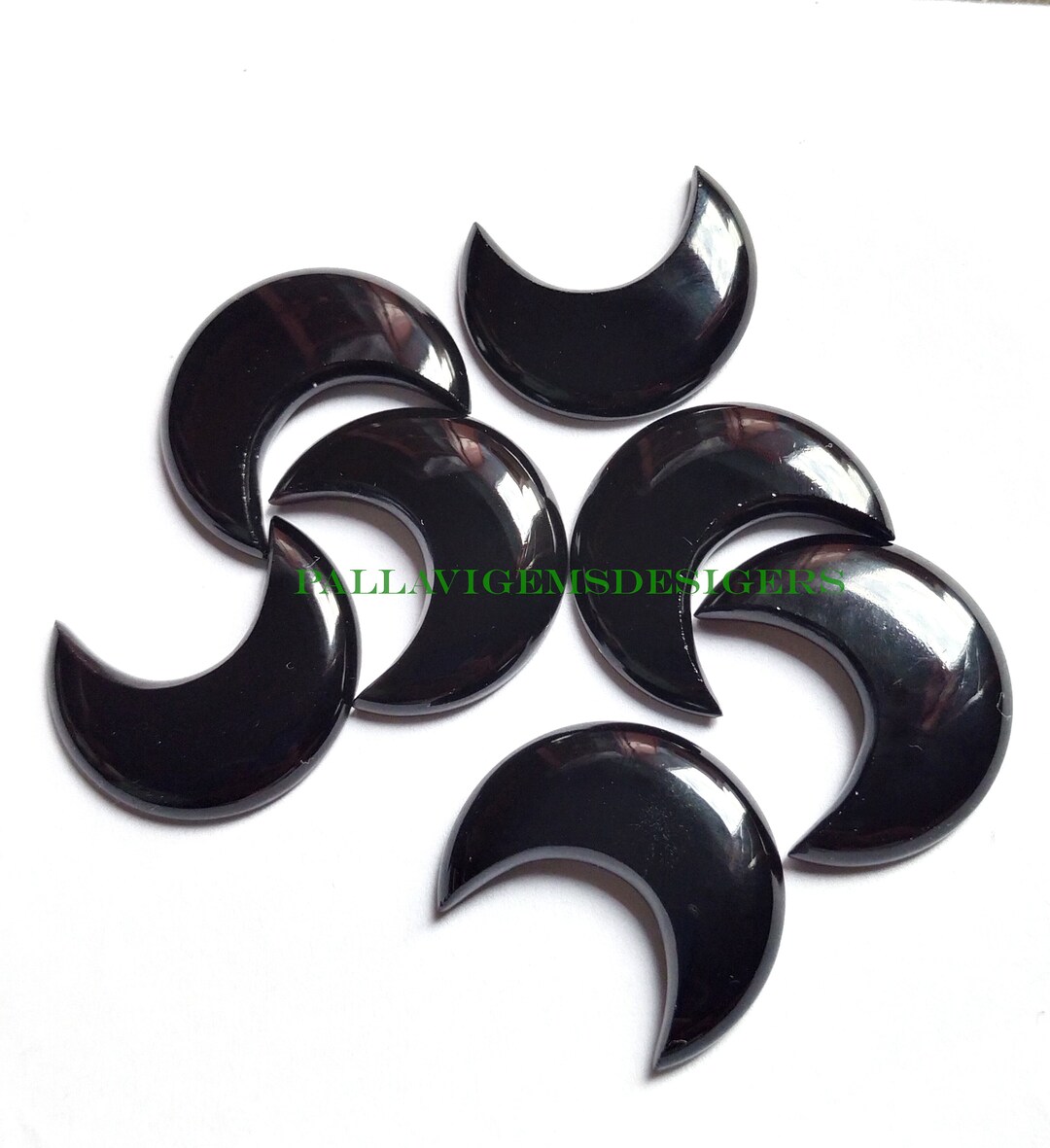 Natural Black Onyx Moon Shape Loose Calibrated Jewelry Crescent Half ...