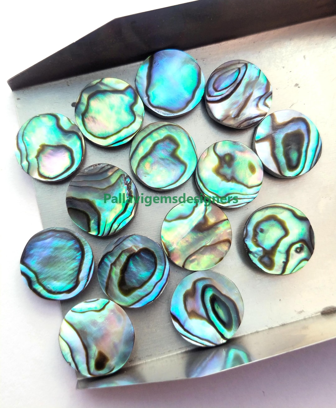 Natural Abalone Shell Coin Both Side Flat Round Discs Shape Gemstone 6 ...