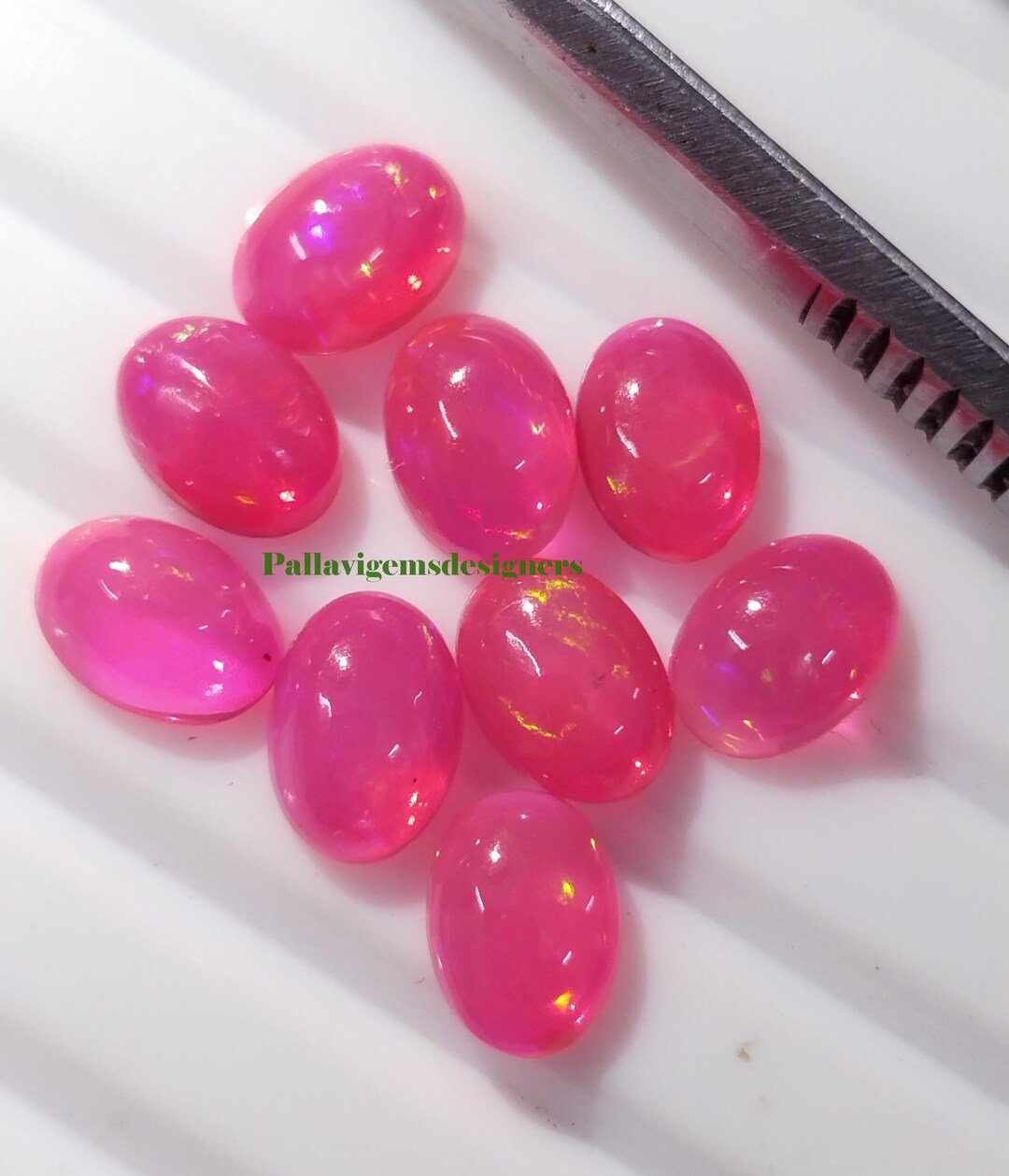 AAA Natural Hot Pink Ethiopian Opal Oval Flat Back Loose Calibrated ...