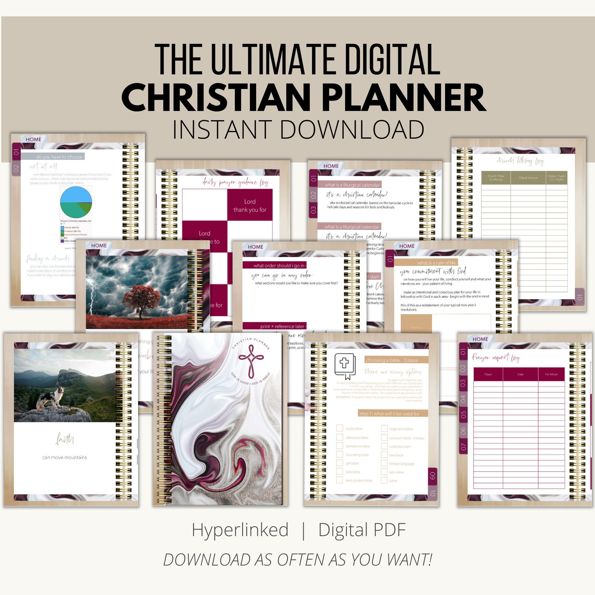 Digital Christian Planner, Faith Planner, Spiritual Planner, Prayer ...