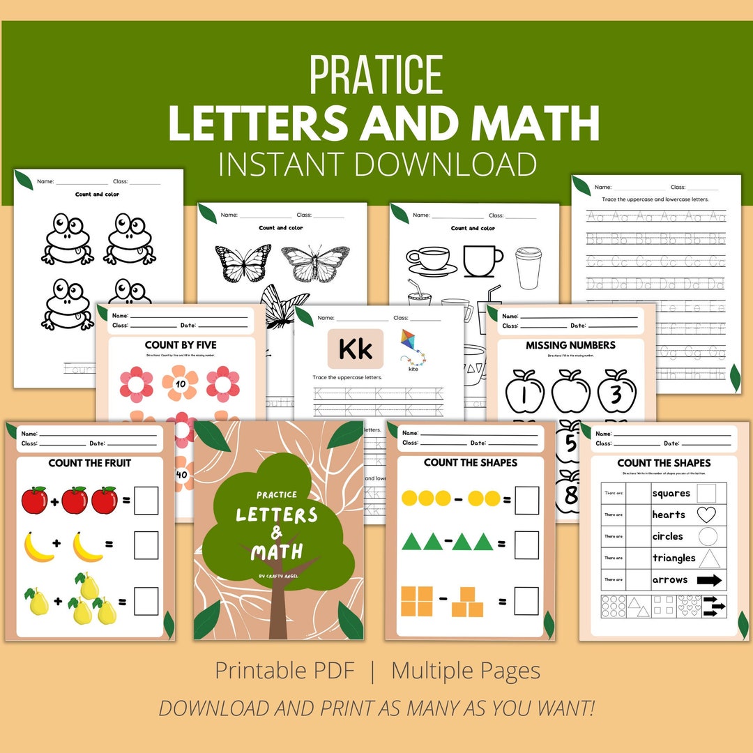 Practice Letters and Math, Letters and Math Workbook, Practice Letters ...