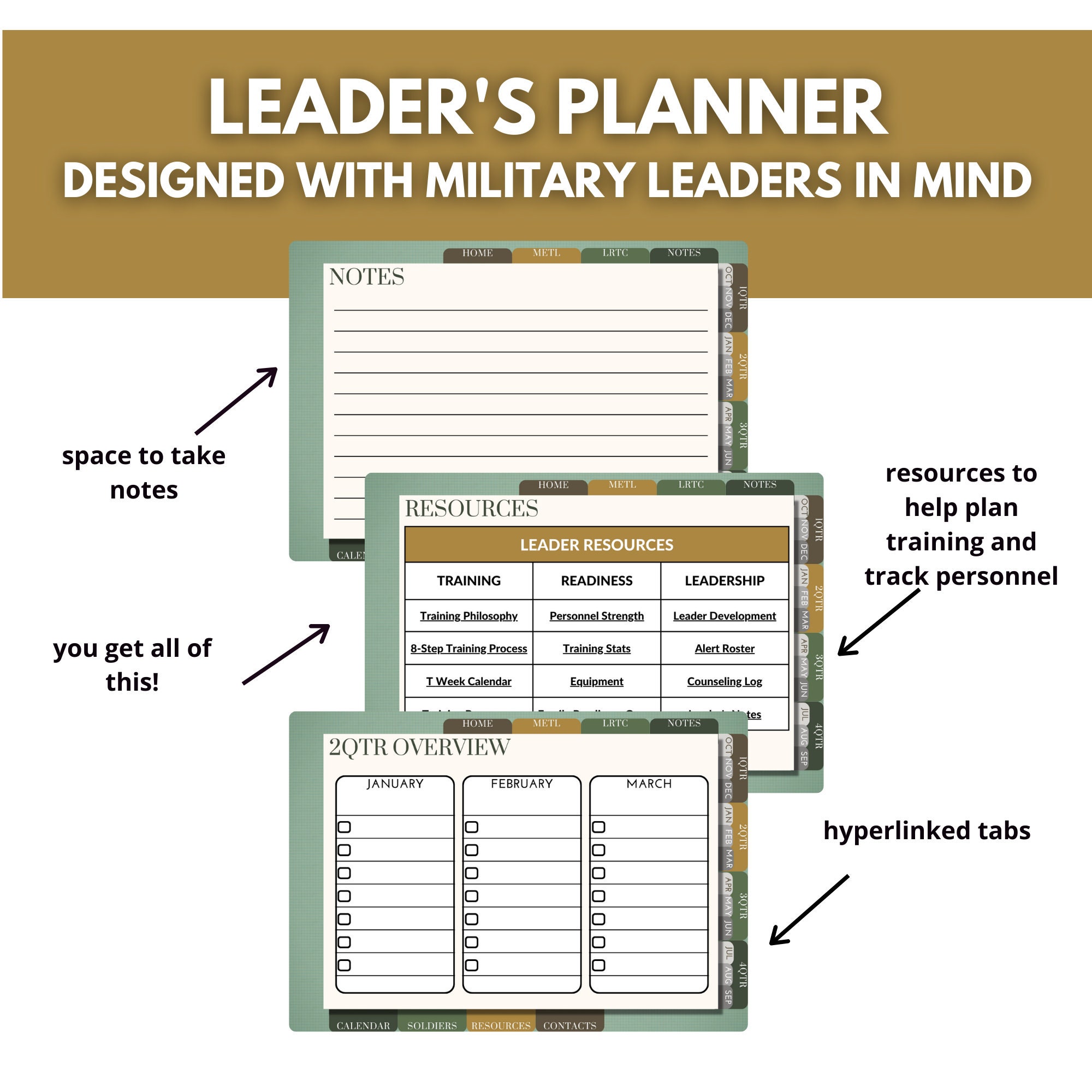 Military Planner, Army Planner, 24-25 Digital Planner, Hyperlinked ...