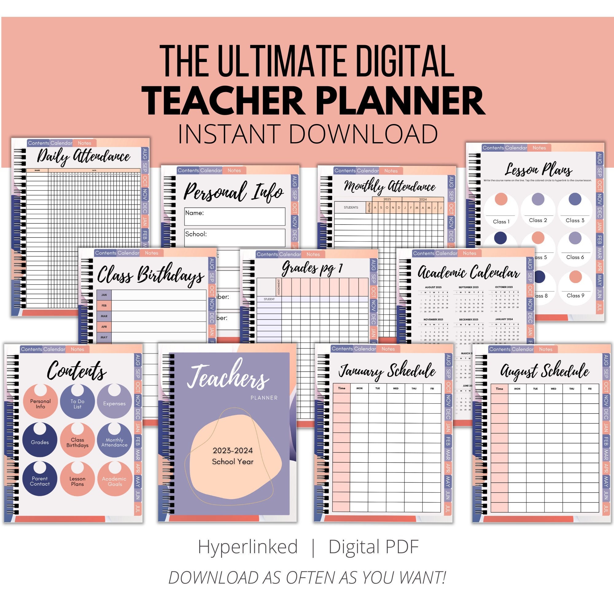 Digital Teacher Planner, PDF Planner, iPad Planner, Goodnotes Planner ...