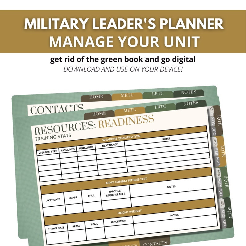 Military Planner, Army Planner, 24-25 Digital Planner, Hyperlinked ...