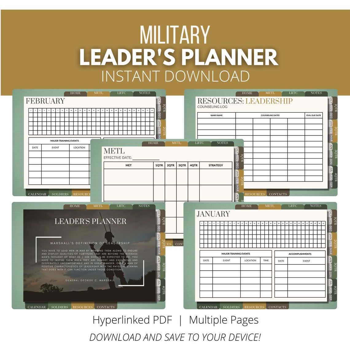 Military Planner, Army Planner, 24-25 Digital Planner, Hyperlinked ...
