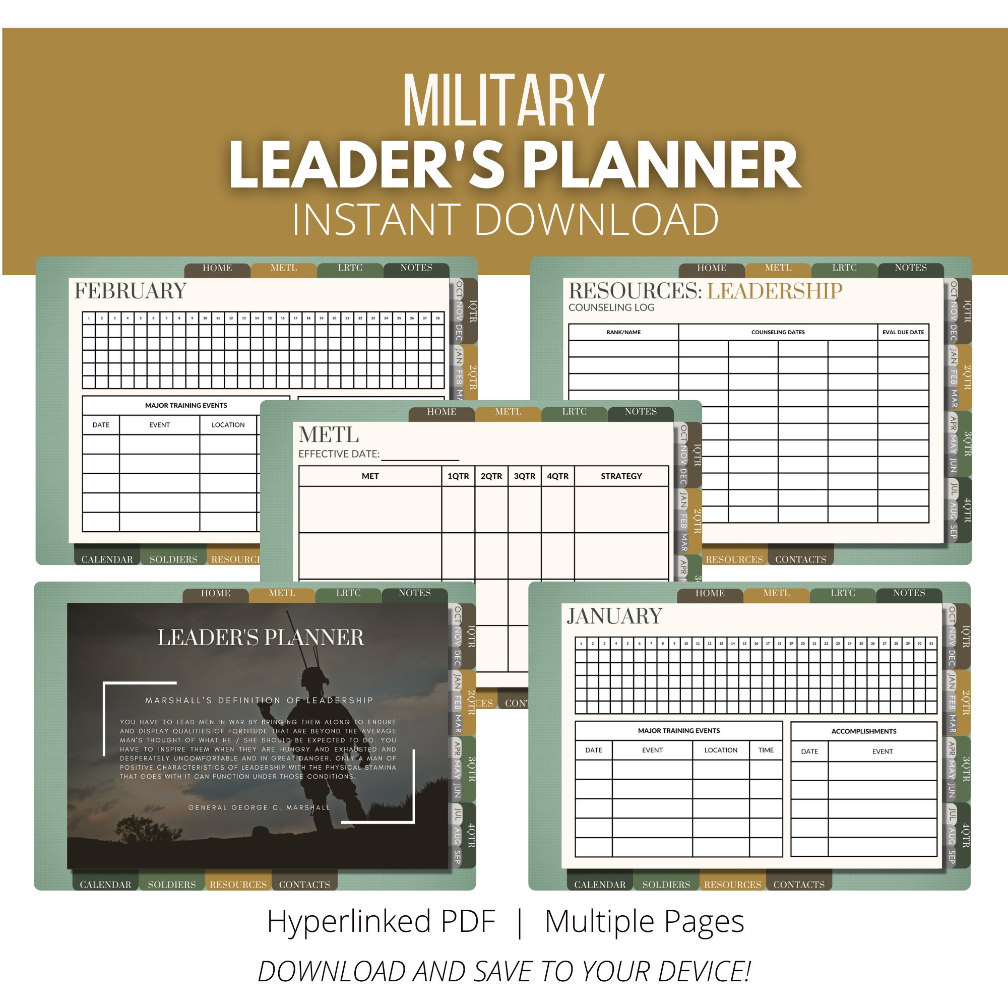 Military Planner, Army Planner, 24-25 Digital Planner, Hyperlinked ...