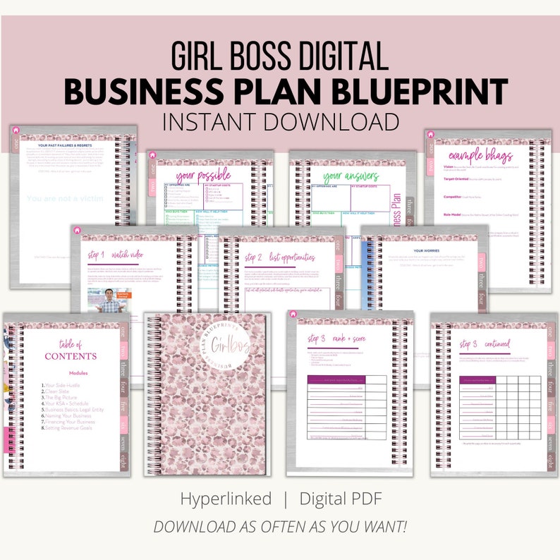 Digital Business Planner, Girl Boss Digital Planner, Business Blueprint ...