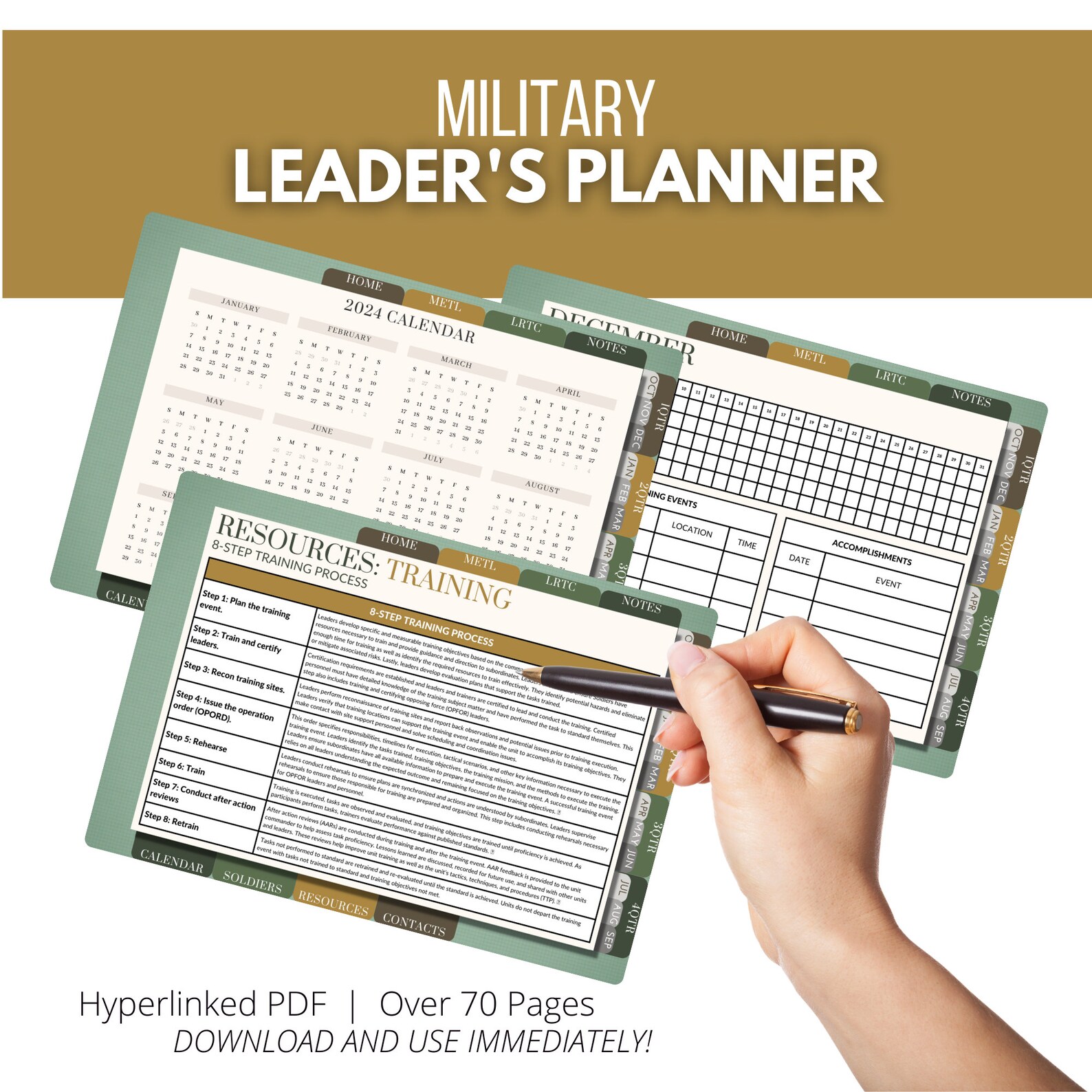 Military Planner, Army Planner, 24-25 Digital Planner, Hyperlinked ...