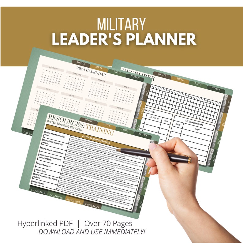 Military Leader Planner, Hyperlinked PDF - Etsy