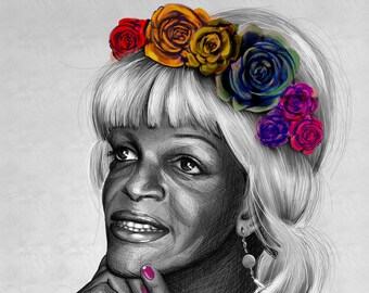 Marsha P. Johnson Feminist Icon Portrait, Minimalist Feminist Art, Wall ...