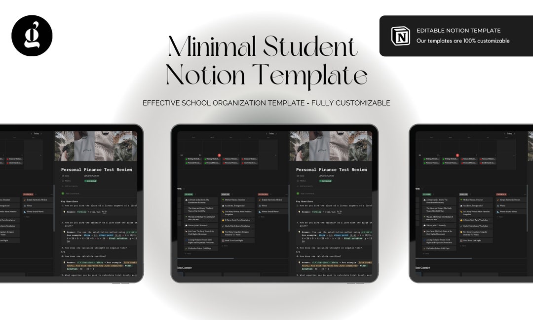 Student Notion Template, Notion Template for College Students, Notion ...