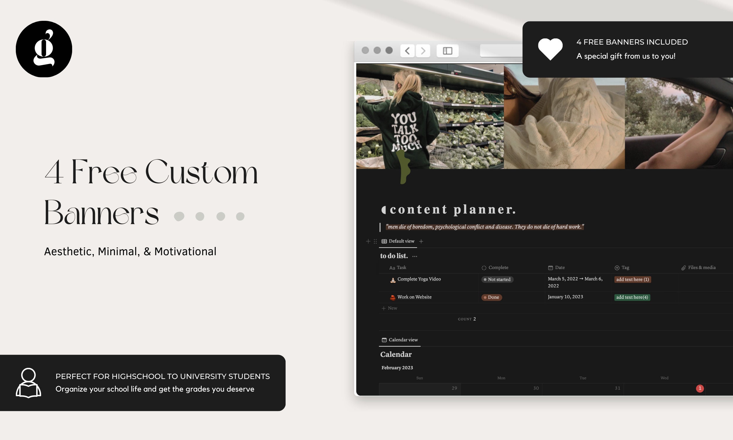 Student Notion Template, Notion Template for College Students, Notion ...