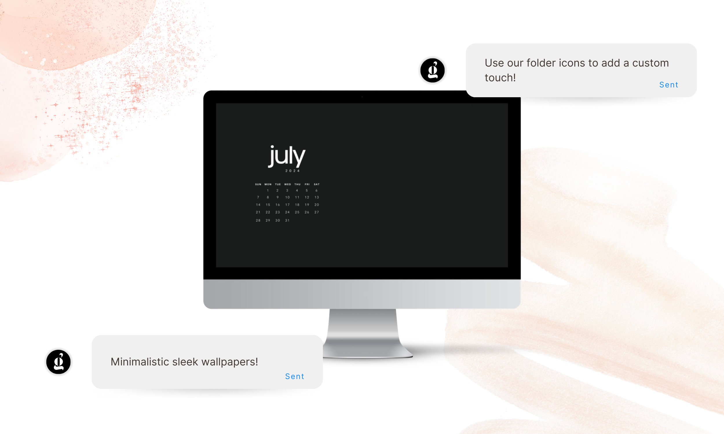 Desktop Organizer Wallpaper, With Calendar + 3 Folder Icons, Laptop ...