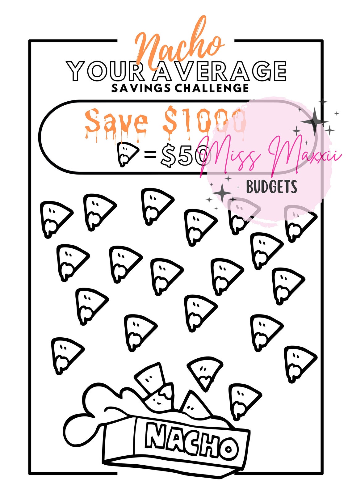 Cash Tracker I Nacho Average Savings Challenge I Digital Download I PDF ...