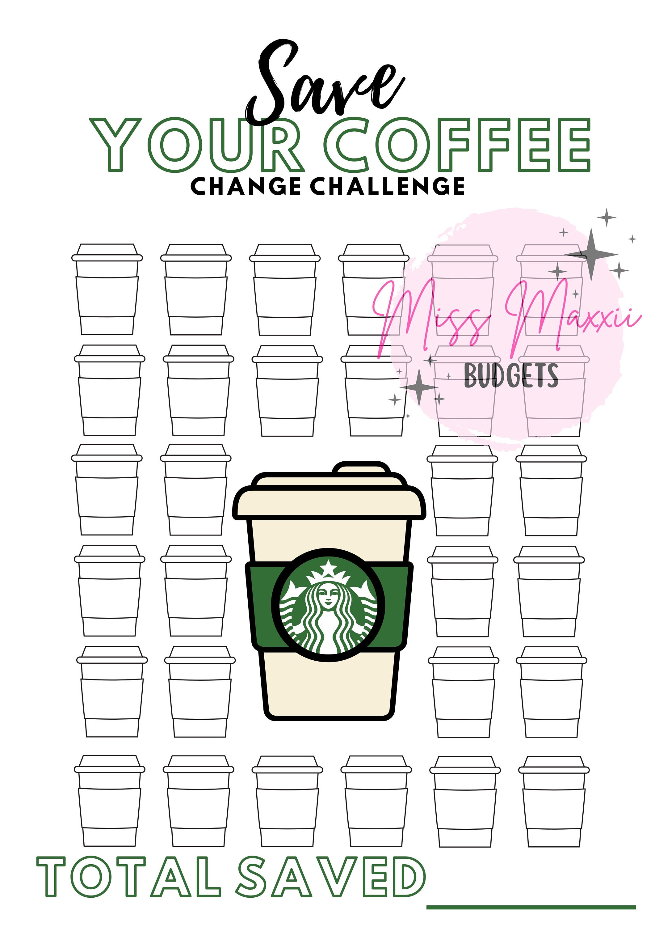 Savings Tracker I Coffee Change Savings Challenge I Digital Download I ...