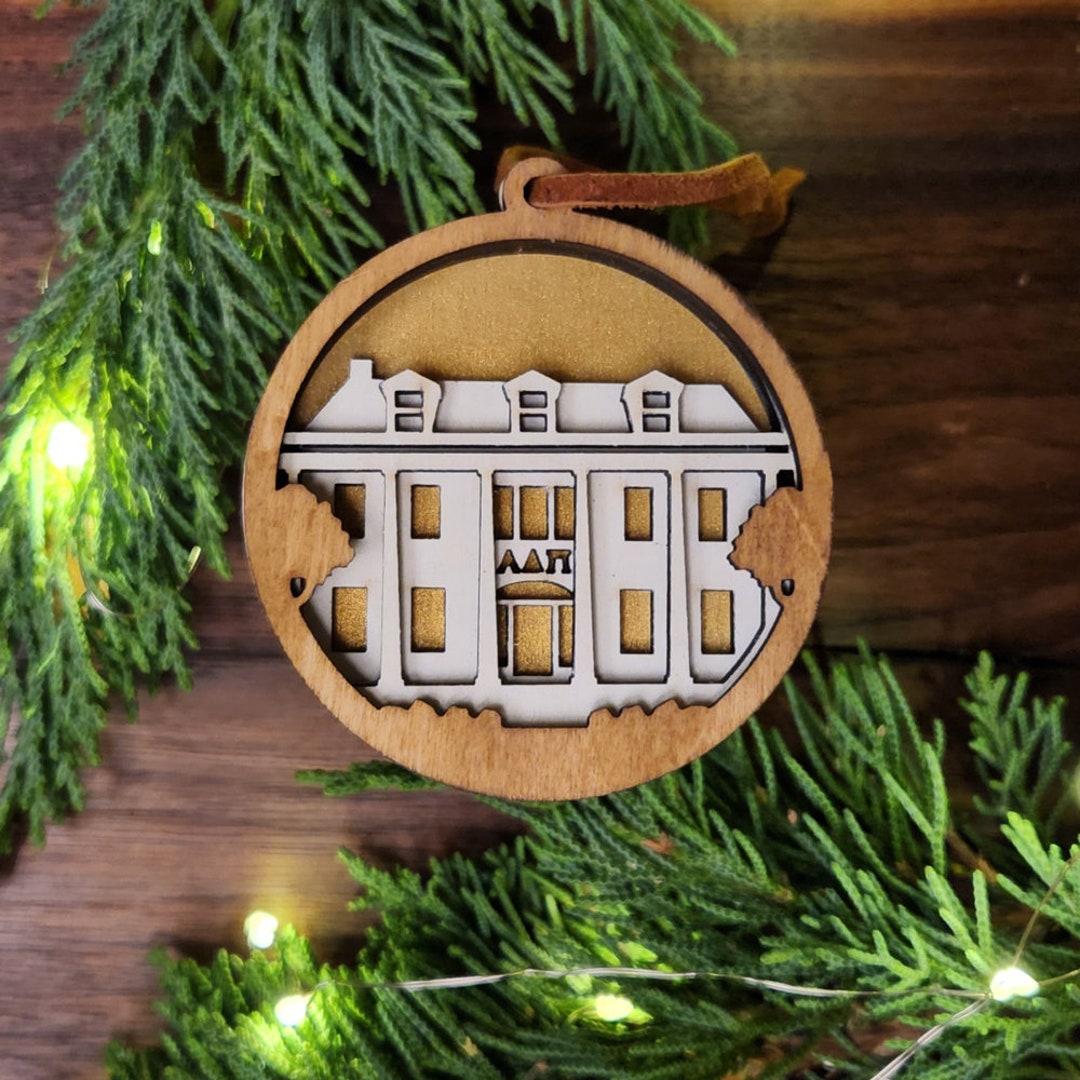 FSU Christmas Ornament: Adpi House, Alpha Delta Pi Wooden Gift Ornament ...