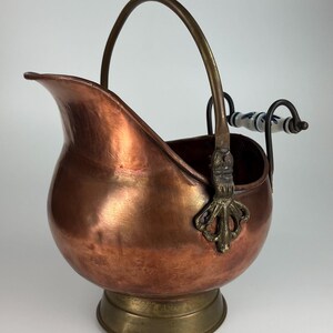 Set of 4 Vintage Copper & Brass Coal Scuttles / Planters / Baskets With ...