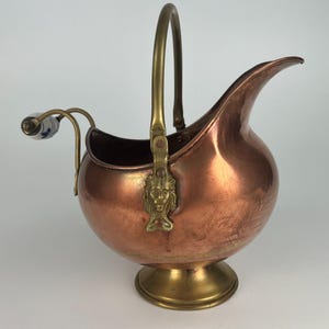 Set of 4 Vintage Copper & Brass Coal Scuttles / Planters / Baskets With ...