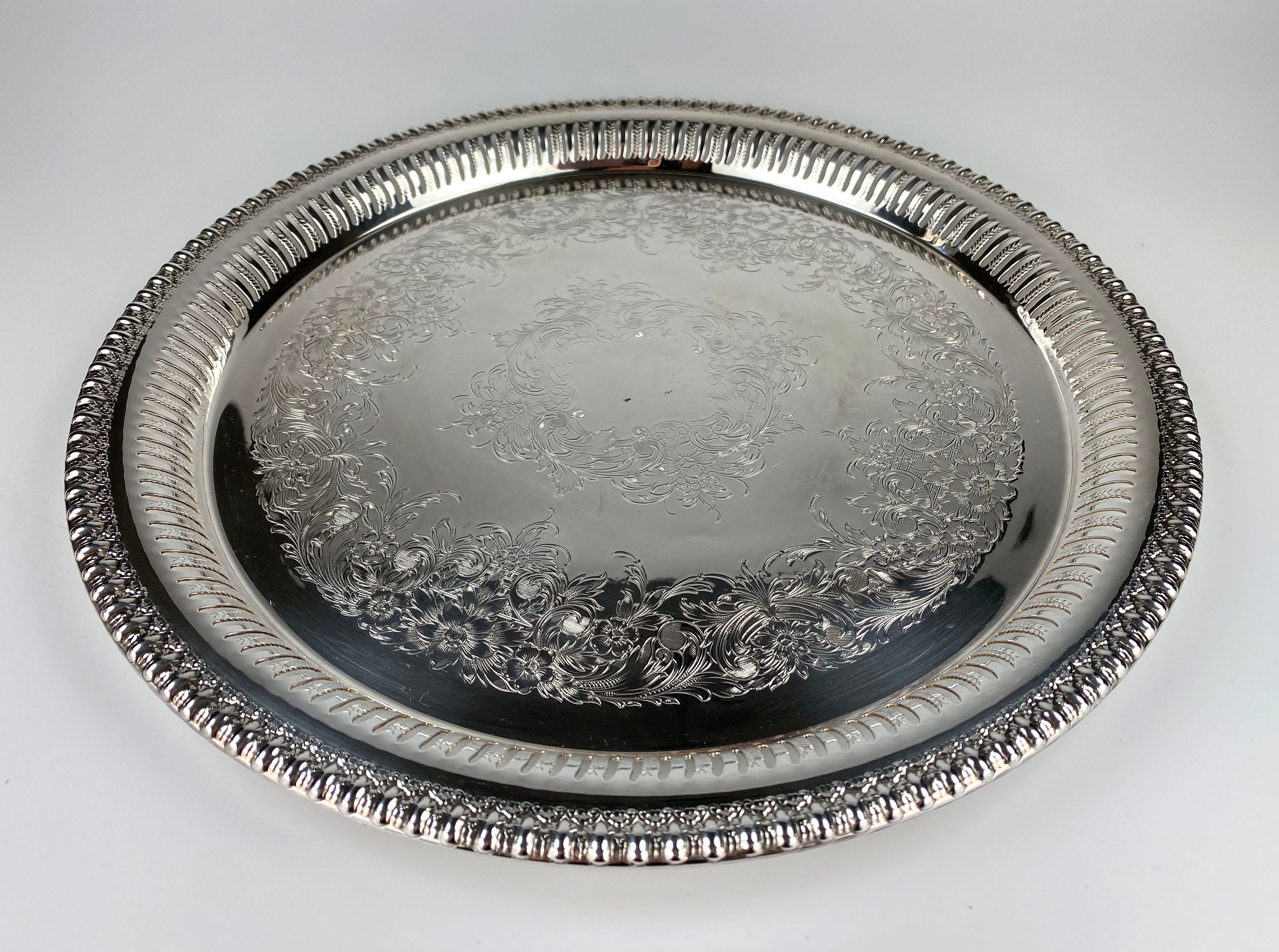 Vintage Silverplate 13 Round Serving Tray by Webster Wilcox / Brandon ...