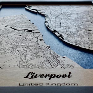 Liverpool City Map Wall Art | 3D Multi Layered | Laser Engraved Wood ...