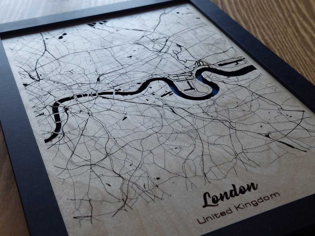 London City Map Wall Art | 3D Multi Layered | Laser Engraved Wood ...