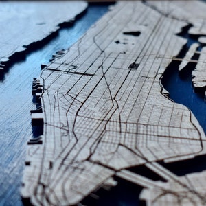 New York Map Wall Art 3D Multi Layered Laser Engraved Wood Acrylic ...