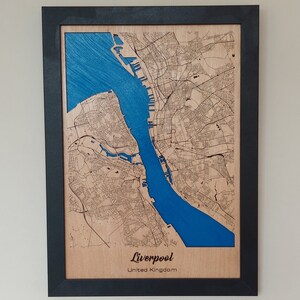 Liverpool City Map Wall Art 3D Multi Layered Laser Engraved Wood ...