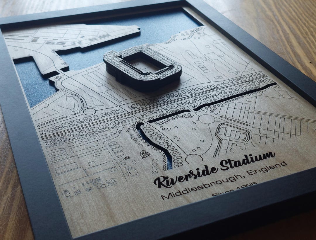 Riverside Stadium Wall Art: Laser Engraved Wood, Middlesbrough FC Gift ...