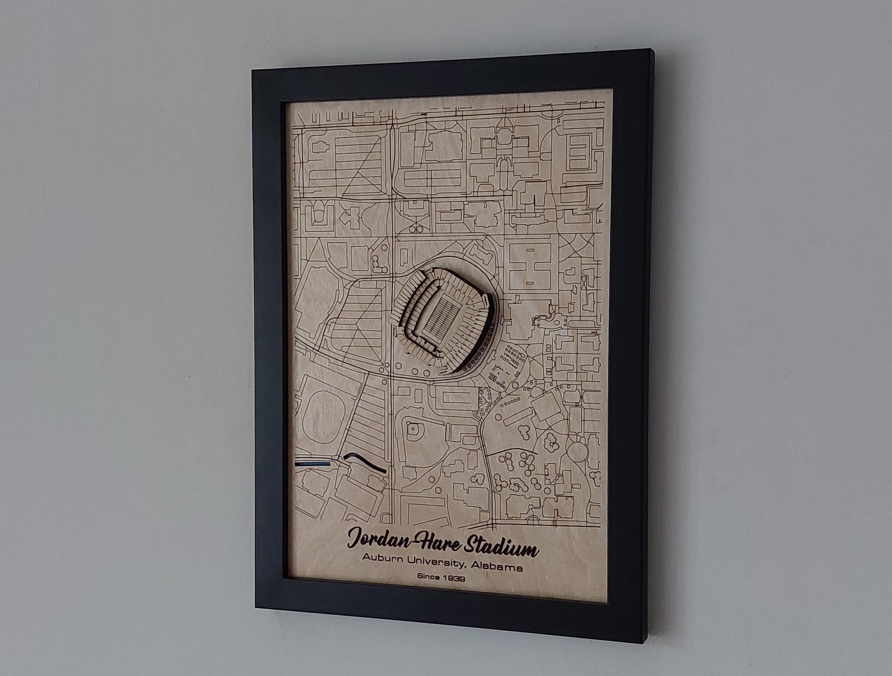 Jordan-hare Stadium Wall Art: Laser Engraved Wood, Auburn Tigers Gift ...
