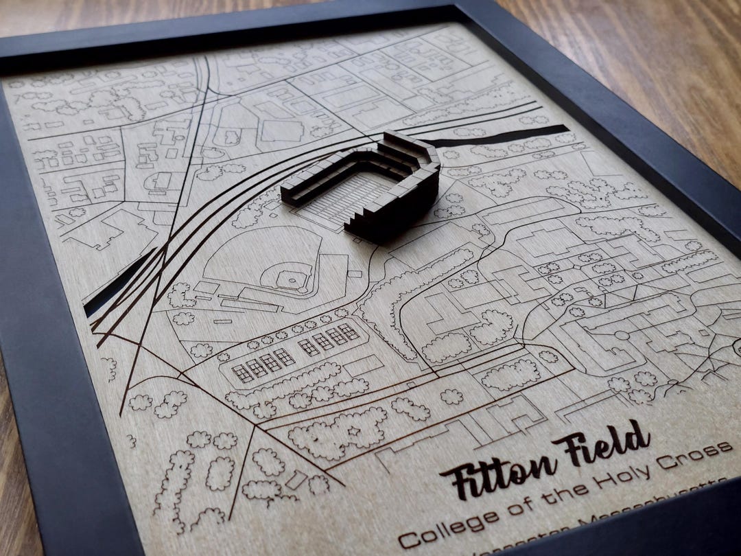 Fitton Field Wall Art: Laser Engraved Wood, Holy Cross Crusaders Gift ...