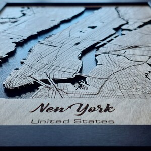 New York Map Wall Art 3D Multi Layered Laser Engraved Wood Acrylic ...