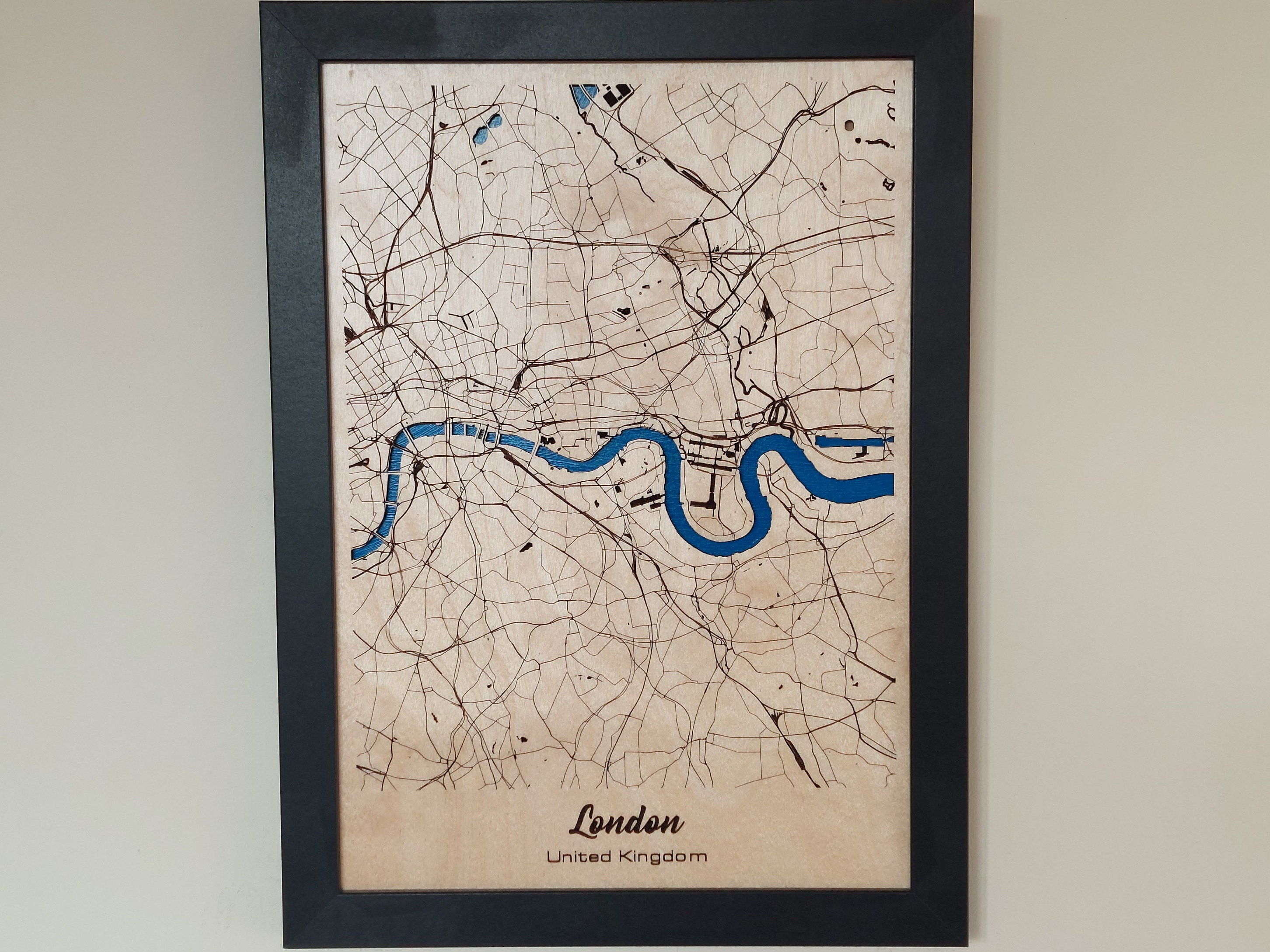 London City Map Wall Art | 3D Multi Layered | Laser Engraved Wood ...