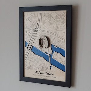 Custom Stadium Map Wall Art 3D Multi Layered Laser Engraved Wood ...