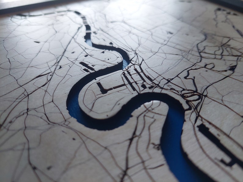 London City Map Wall Art | 3D Multi Layered | Laser Engraved Wood ...