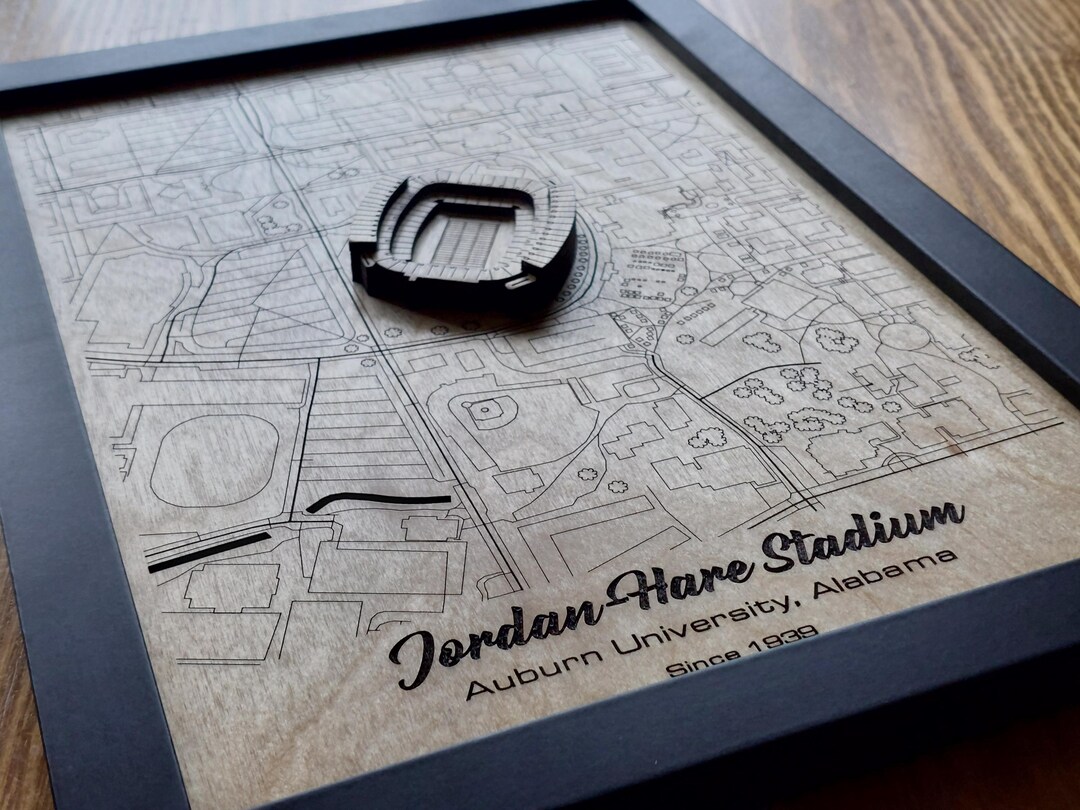 Jordan-hare Stadium Wall Art: Laser Engraved Wood, Auburn Tigers Gift ...