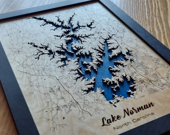 Lake Norman 3D Layered Map - Etsy