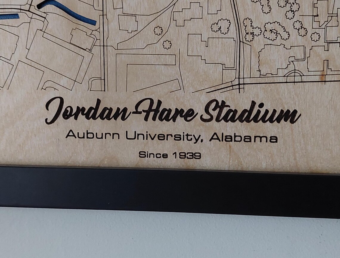 Jordan-hare Stadium Wall Art: Laser Engraved Wood, Auburn Tigers Gift ...