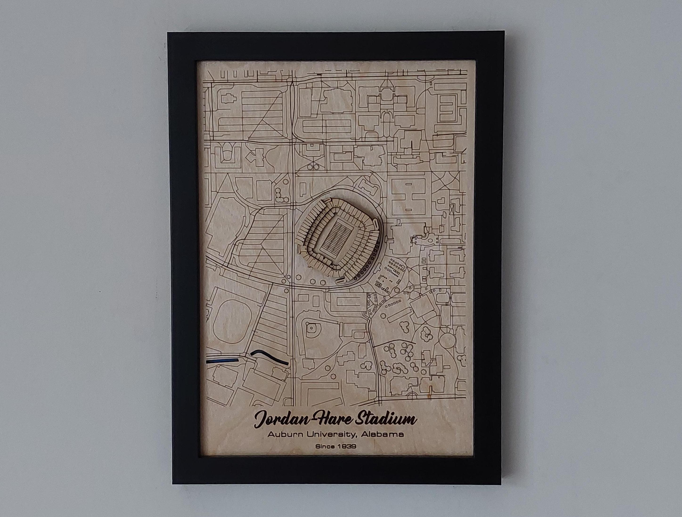 Jordan-hare Stadium Wall Art: Laser Engraved Wood, Auburn Tigers Gift ...