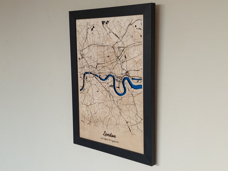 London City Map Wall Art | 3D Multi Layered | Laser Engraved Wood ...