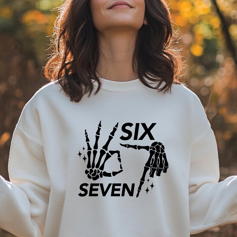 Funny 6 7 Skeleton Hands Clipart: Halloween SVG PNG Files (digital ...