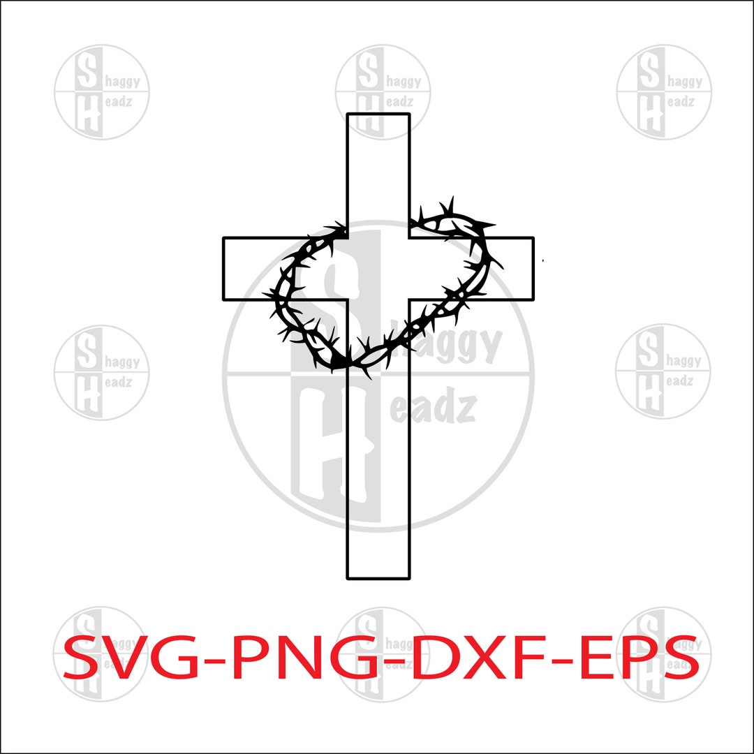 Cross With Crown of Thorns Outline Svg | Cross Svg | Crown of Thorns ...