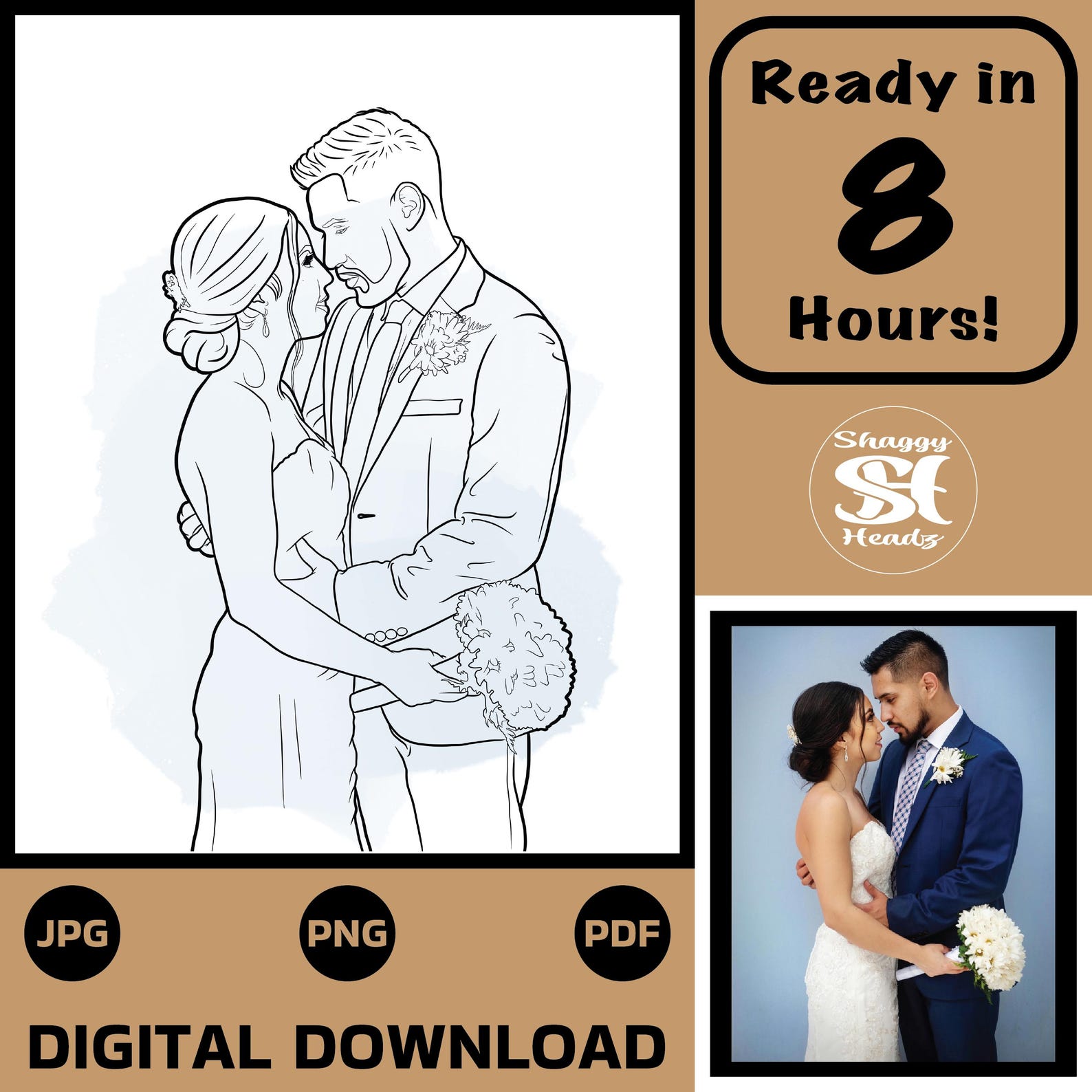 Custom Line Drawing From Photo, Couple Line Art Portrait From Photo ...